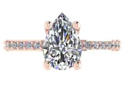China Pear Cut 18k Rose Gold Wedding Ring 10.67x7.23x4.1mm for Engagement for sale