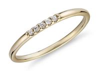 China Dainty 14K Yellow Gold Jewelry , Matching Stacking 0.05ct diamond band ring OEM ODM for sale
