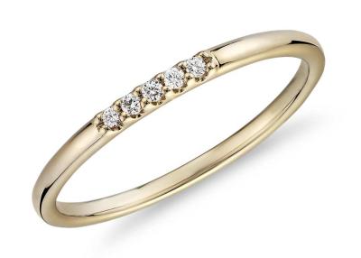 China Dainty 14K Yellow Gold Jewelry , Matching Stacking 0.05ct diamond band ring OEM ODM for sale