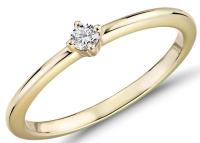 China Solitaire Stone 14K Yellow Gold Jewelry Ring 0.1ct Claw Setting Type VS1 Clarity grade for sale