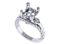 China Moissanite Diamond Gemstone Promise Rings 14K Gold Princess Cut for sale