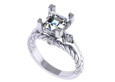 China Moissanite Diamond Gemstone Promise Rings 14K Gold Princess Cut for sale