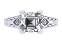 China Moissanite Diamond Gemstone Promise Rings 14K Gold Princess Cut for sale