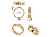 China 14K Tri Color Flower And Leaf Engagement Ring Thickness 2mm Width 6mm for sale