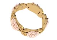 China 14K Tri Color Flower And Leaf Engagement Ring Thickness 2mm Width 6mm for sale