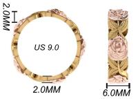 China 14K Tri Color Flower And Leaf Engagement Ring Thickness 2mm Width 6mm for sale