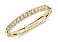China Matching Stacking 14K Yellow Gold Jewelry ring 0.2ct 1.5mm size Claw setting Type for sale