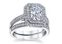 China 1.2ct Diamond Engagement Wedding Rings 5x7mm Dimension Emerald Cut for sale