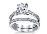 China Round Cut 1.25 Carat Diamond Ring , 18K White Gold Ring Set For Wedding for sale
