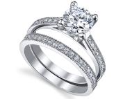 China Round Cut 1.25 Carat Diamond Ring , 18K White Gold Ring Set For Wedding for sale