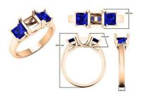 China Blue Sapphire Semi Mount Jewelry Square Cut 6×6mm OEM ODM for sale