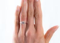 China Cushion Cut semi mount ring settings , 0.46ct 18K White Gold Promise Ring OEM ODM for sale