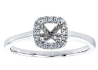 China Cushion Cut semi mount ring settings , 0.46ct 18K White Gold Promise Ring OEM ODM for sale