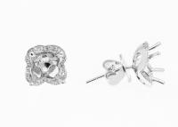 China 14K White Gold Semi Mount Jewelry Earring With 0.68ct 1.5mm Natural Diamonds for sale
