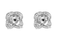 China 14K White Gold Semi Mount Jewelry Earring With 0.68ct 1.5mm Natural Diamonds for sale