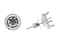 China 1.46ct 14k Rose Gold Stud Earrings , 18k Round Semi Mount Earring for sale