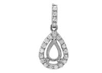 China Pear Cut White Diamond Pendant Semi Mount 5x7mm 3.0g Weight for sale