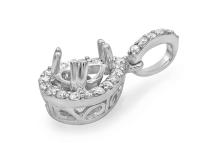China Pear Cut White Diamond Pendant Semi Mount 5x7mm 3.0g Weight for sale