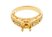 China 6pcs 0.07ct Diamond Semi Mount Jewelry ring 18K Yellow Gold Material for sale