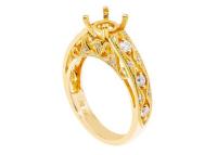 China 6pcs 0.07ct Diamond Semi Mount Jewelry ring 18K Yellow Gold Material for sale
