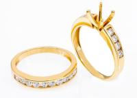 China Semi Mount 14k Yellow Gold Engagement Rings 5.23g With 1.8mm Natural Diamond for sale