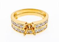 China Semi Mount 14k Yellow Gold Engagement Rings 5.23g With 1.8mm Natural Diamond for sale