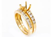 China Semi Mount 14k Yellow Gold Engagement Rings 5.23g With 1.8mm Natural Diamond for sale