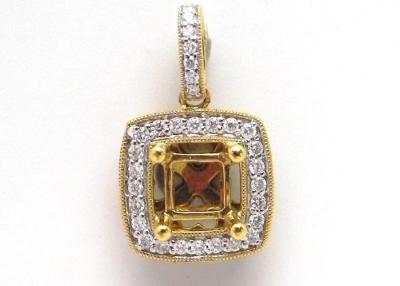 China 18K Yellow Gold Semi Mount Jewelry Pendant 0.43 Carat ( Ctw ) with Vs1 Diamond for sale