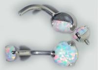 China 16g White Opal Stud Earrings Round Sharp 8mm 3/5 Inches Dimension for sale