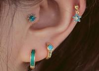 China 16g White Opal Stud Earrings Round Sharp 8mm 3/5 Inches Dimension for sale