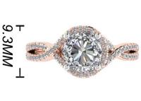 China Round Cut 18K Rose Gold Ring For Engagement S11 SI2 VS1 Average Clarity for sale