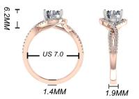 China Round Cut 18K Rose Gold Ring For Engagement S11 SI2 VS1 Average Clarity for sale