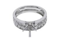 China Double Round Shape Engagement Ring , 0.72ct 18K White Gold Ring OEM ODM for sale
