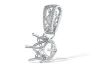China 2.3g Semi Mount Pendant Settings , 18k White Gold Diamond Pendant 4pcs 0.1ct for sale