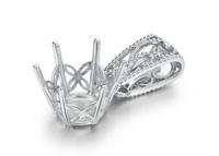 China 2.3g Semi Mount Pendant Settings , 18k White Gold Diamond Pendant 4pcs 0.1ct for sale