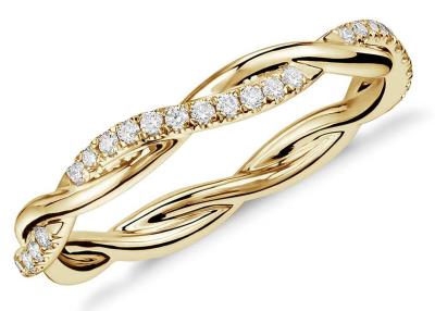 China 0.44ct Twist Link 14K Yellow Gold Jewelry 3.8mm-4.3mm Band Size Claw Setting Type for sale