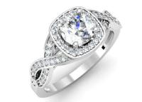 China 0.38ct 1.3mm 14k White Gold Semi Mount Rings Cushion Cut for Birthday for sale