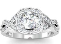 China 0.38ct 1.3mm 14k White Gold Semi Mount Rings Cushion Cut for Birthday for sale