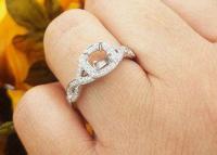 China 0.38ct 1.3mm 14k White Gold Semi Mount Rings Cushion Cut for Birthday for sale