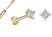 China 14K Gold Princess Cut Diamond Stud Earrings Dia 3×3mm ODM for Anniversary for sale