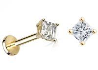 China 14K Gold Princess Cut Diamond Stud Earrings Dia 3×3mm ODM for Anniversary for sale