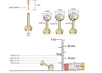China Sterile Gold Body Piercing Jewelry Earrings Screw Style Dia 3×3mm for sale