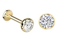 China Sterile Gold Body Piercing Jewelry Earrings Screw Style Dia 3×3mm for sale
