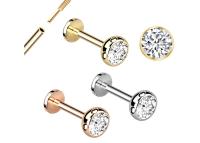 China Sterile Gold Body Piercing Jewelry Earrings Screw Style Dia 3×3mm for sale