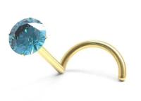 China Screw 18K Gold Nose Piercing With  1.5mm-3mm Natural Garnet Stone for sale
