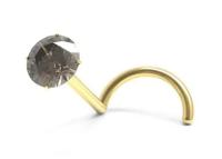 China Screw 18K Gold Nose Piercing With  1.5mm-3mm Natural Garnet Stone for sale