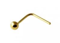 China L Shaped 18k Gold Nose Ring , Nose Ring With Ball On End 1.5-2.0mm size for sale
