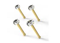 China Thickness 0.6mm 18K Gold Nose Piercing with 1.25-3.0mm Diamonds for sale