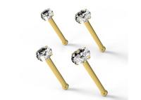China Thickness 0.6mm 18K Gold Nose Piercing with 1.25-3.0mm Diamonds for sale