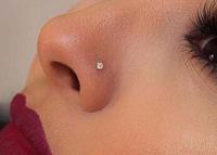 China L Shape 18K Gold Nose Piercing Button Style For Women 6mm + 5mm Length for sale